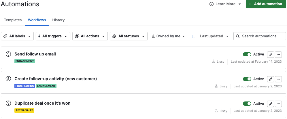 Automations - Knowledge Base | Pipedrive